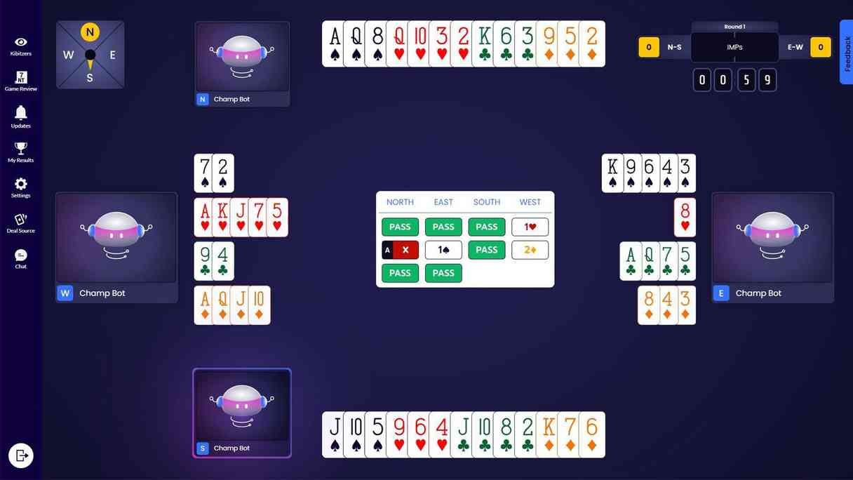 Spielen Sie Bridge online jederzeit und überall mit Bridge Champ!