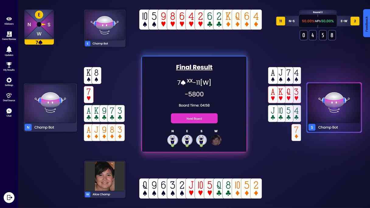 Spielen Sie Bridge online jederzeit und überall mit Bridge Champ!